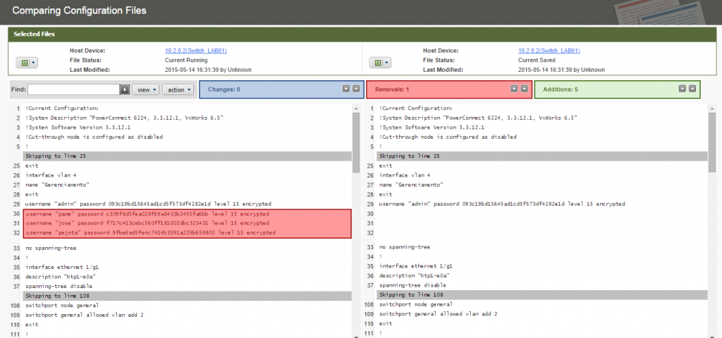 Comparando configurações de switches usando o Infoblox NetMRI - Agility